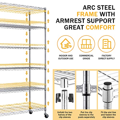 6 Tier Wire Shelving Rack,Steel Shelf 48" W x 18" D x 82" H Adjustable ...