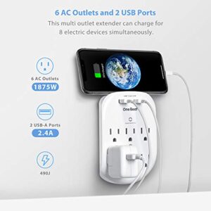 6-Outlet Surge Protector, Wall Outlet Extender Multi Plug Outlet Wall ...