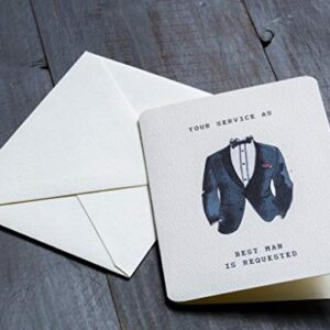 Best Man Invitation Proposal Card, Mens Tuxedo Invitation Note, Wedding ...
