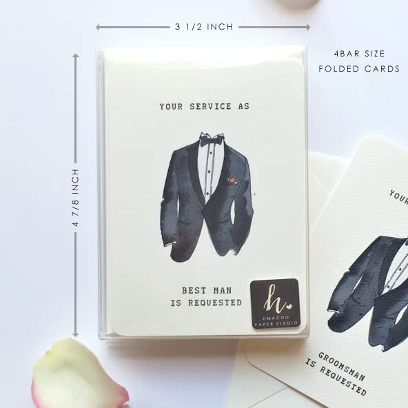 Best Man Invitation Proposal Card, Mens Tuxedo Invitation Note, Wedding ...