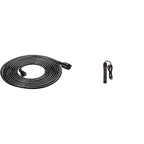Amazon Basics Extension Cord - 20 feet - US - Black & 6-Outlet Surge ...