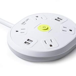 Power Strip Surge Protector Hub with 4 Outlet 4 USB 6 ft Extension Cord ...