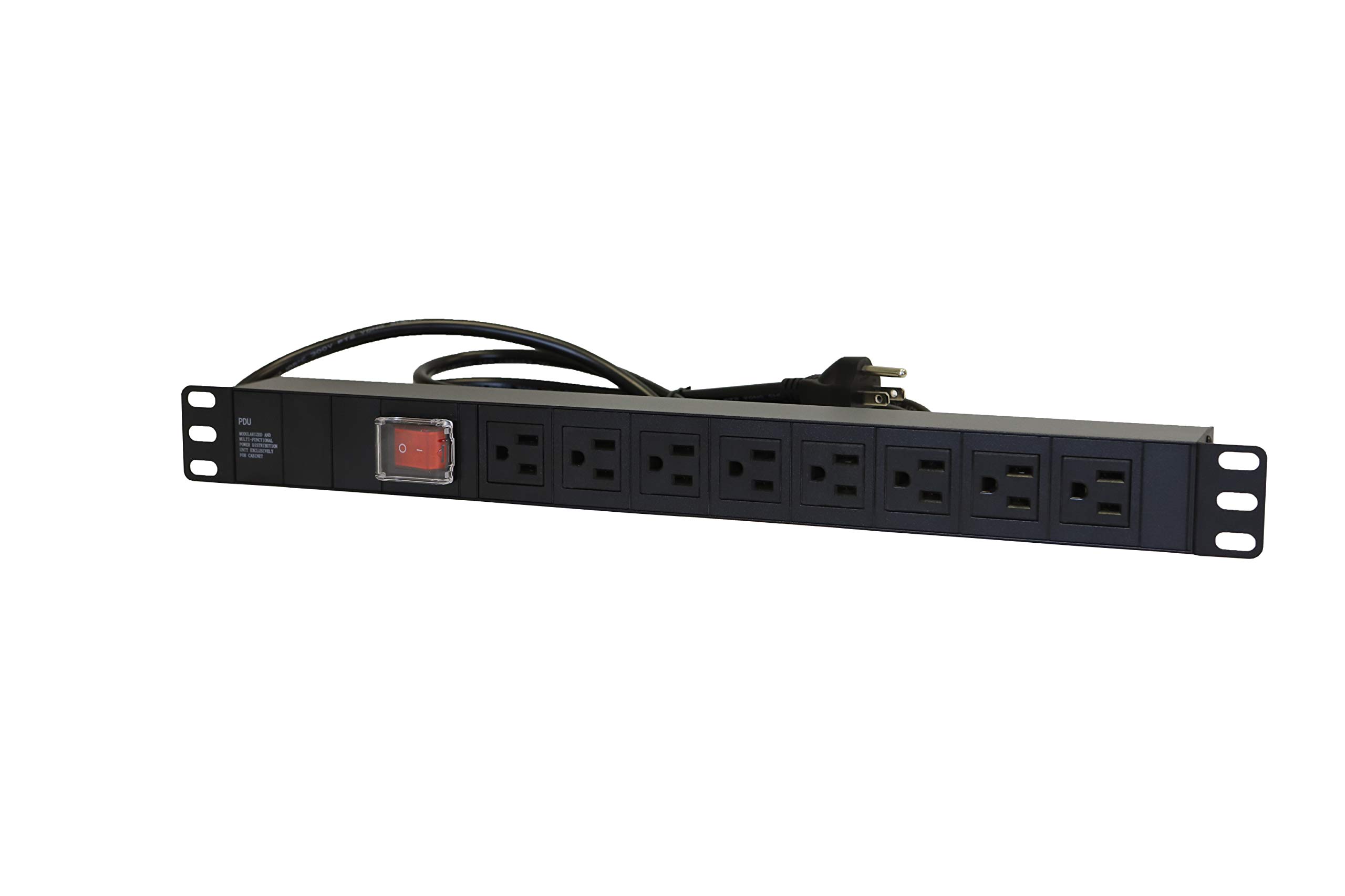 Rack Mount Server Network PDU Power Strip, 8 Outlets, 12 ft. Cord, 15A ...