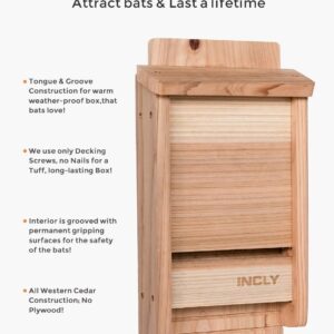 INCLY Small Bat House Kit for Outdoors 14.6"x6.7"x2.2" Shelter Box ...