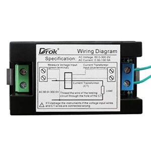 DROK AC Meter, AC 80-300V 100A Voltage Current Power Factor Frequency ...