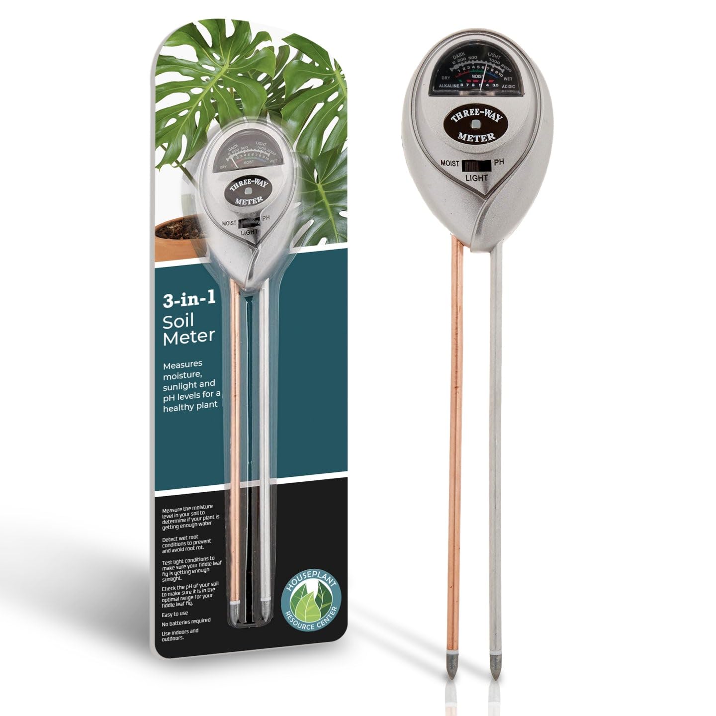 HOUSEPLANT RESOURCE CENTER Soil Meter - 3 in 1 pH, Moisture, Light ...