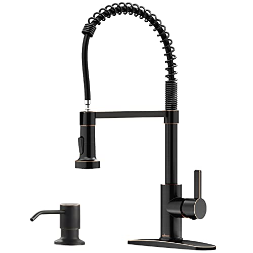 APPASO 18” Tall Kitchen Faucet with Pull Down Sprayer Oil Rubbed Bronze ...