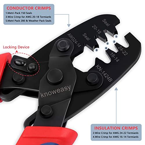 Knoweasy 1424B Weatherpack Crimp Tool - Works for Molex, Delphi, Amp ...