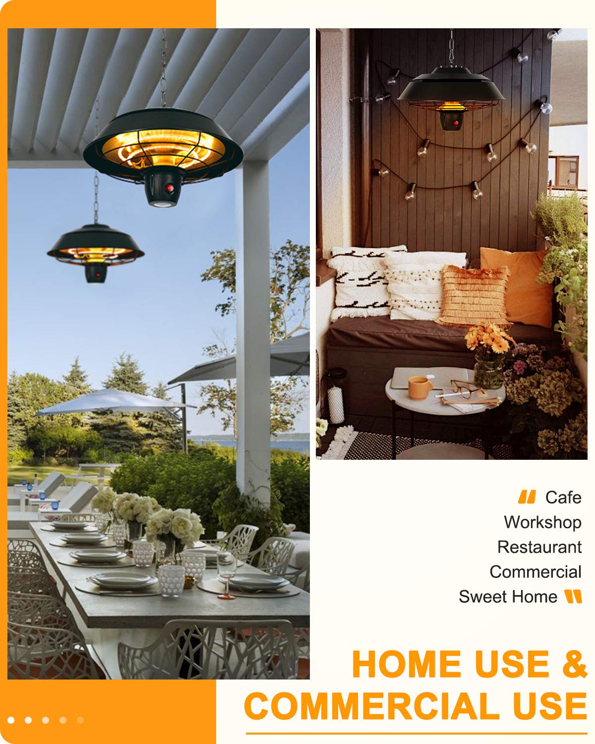 Star Patio Electric Patio Heater with Remote, Outdoor Ceiling Patio ...