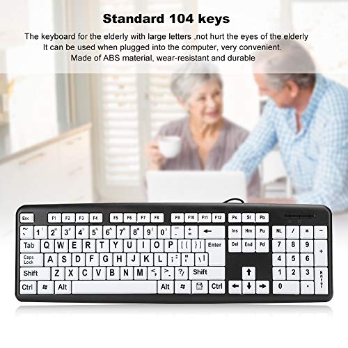 Large Print Computer Keyboard, 104 Keys Standard Full Size USB Wired ...