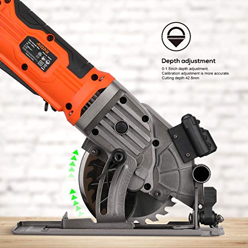 AIOPR 4Amp 4-1/2" Mini Circular Saw with Laser Guide, 24T TCT Blade ...