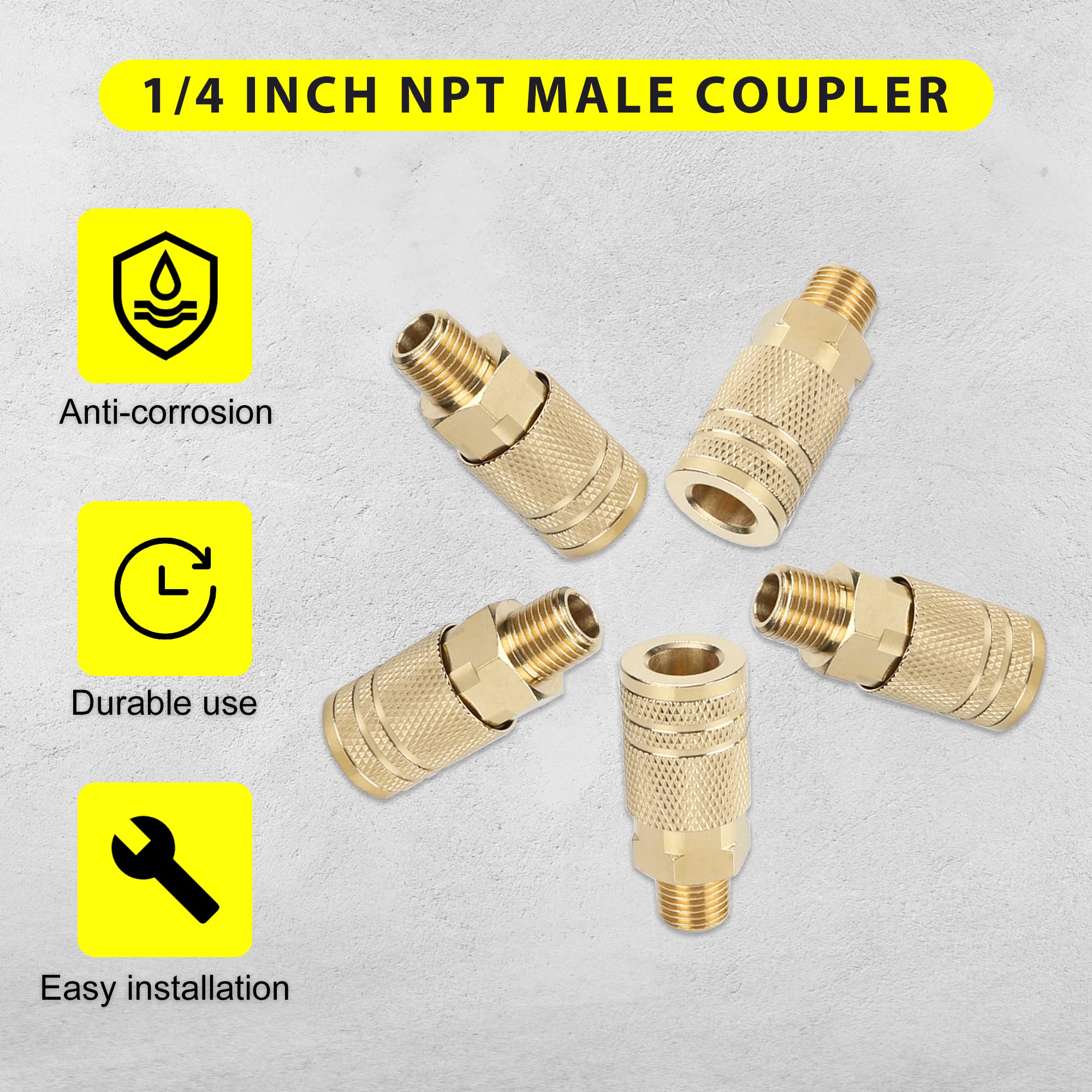 Hynade 1/4 Inch NPT Plug Male Female Industrial Air Plug, Male Coupler ...