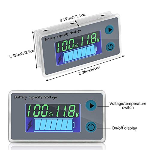 2 Pieces Battery Meter Monitor Vankcp Digital Battery Tester Dc 10-100V ...