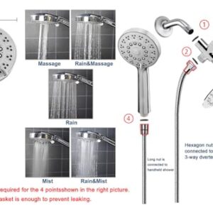 Shower Head with Hose, High-Pressure Stainless Steel 8'' Rain ...
