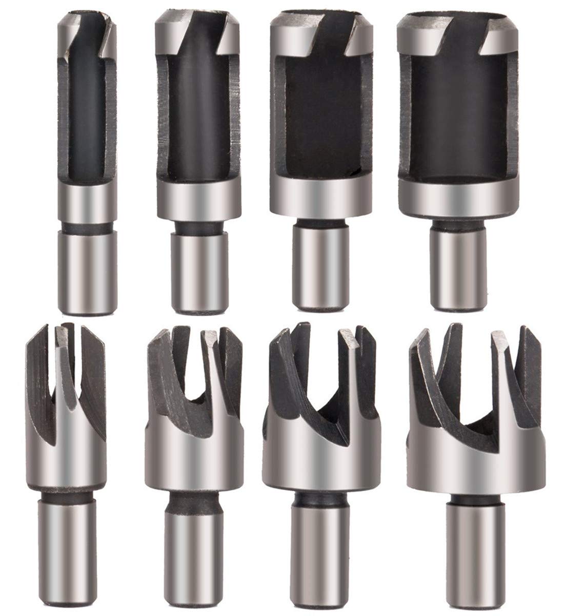 Szliyands 8pcs Wood Plug Cutter Drill Bit Set Straight and Tapered ...