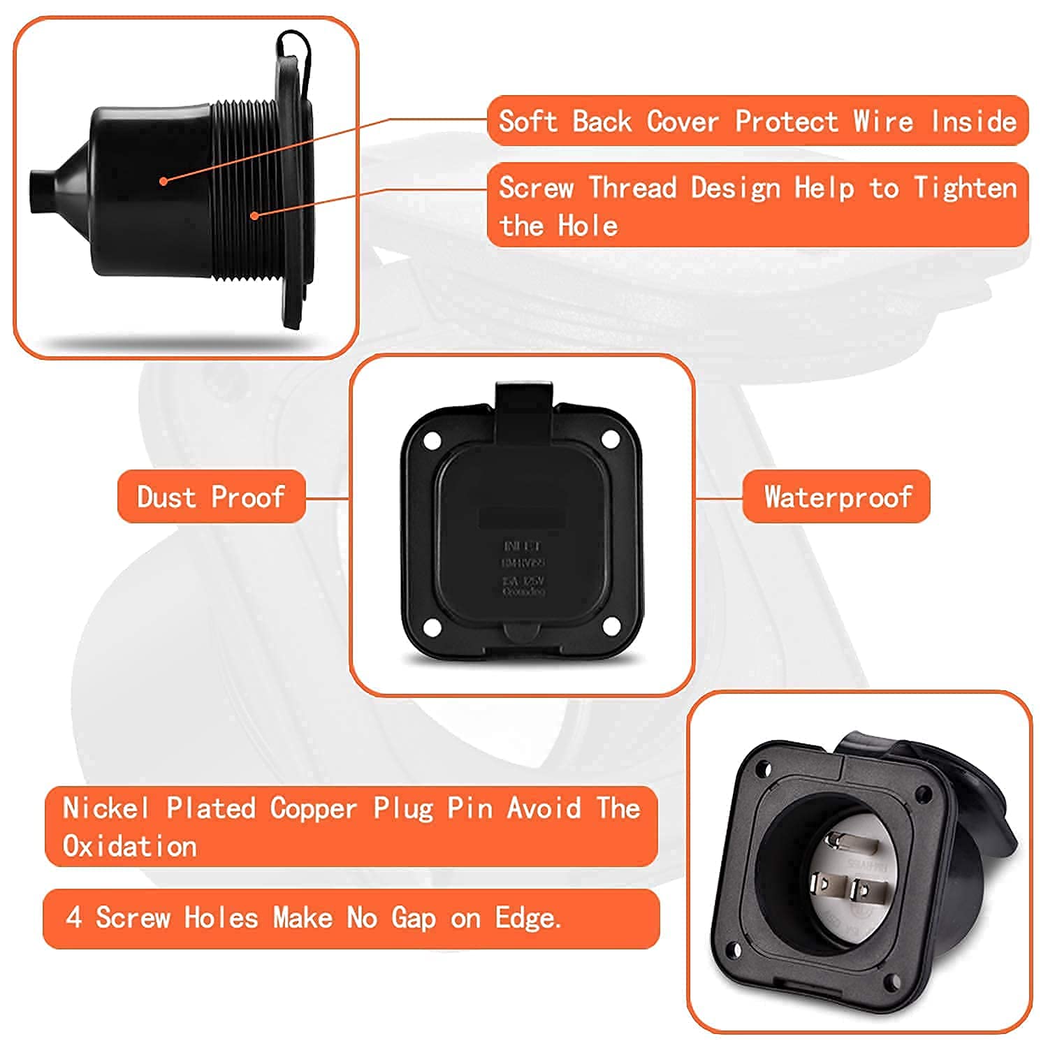 WELLUCK 30 Amp Generator Power Inlet Box, NEMA 3R Power Inlet Box ...