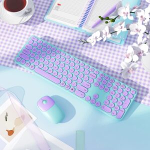 Purple Wireless Keyboard and Mouse, seenda USB/Type C Wireless Keyboard ...