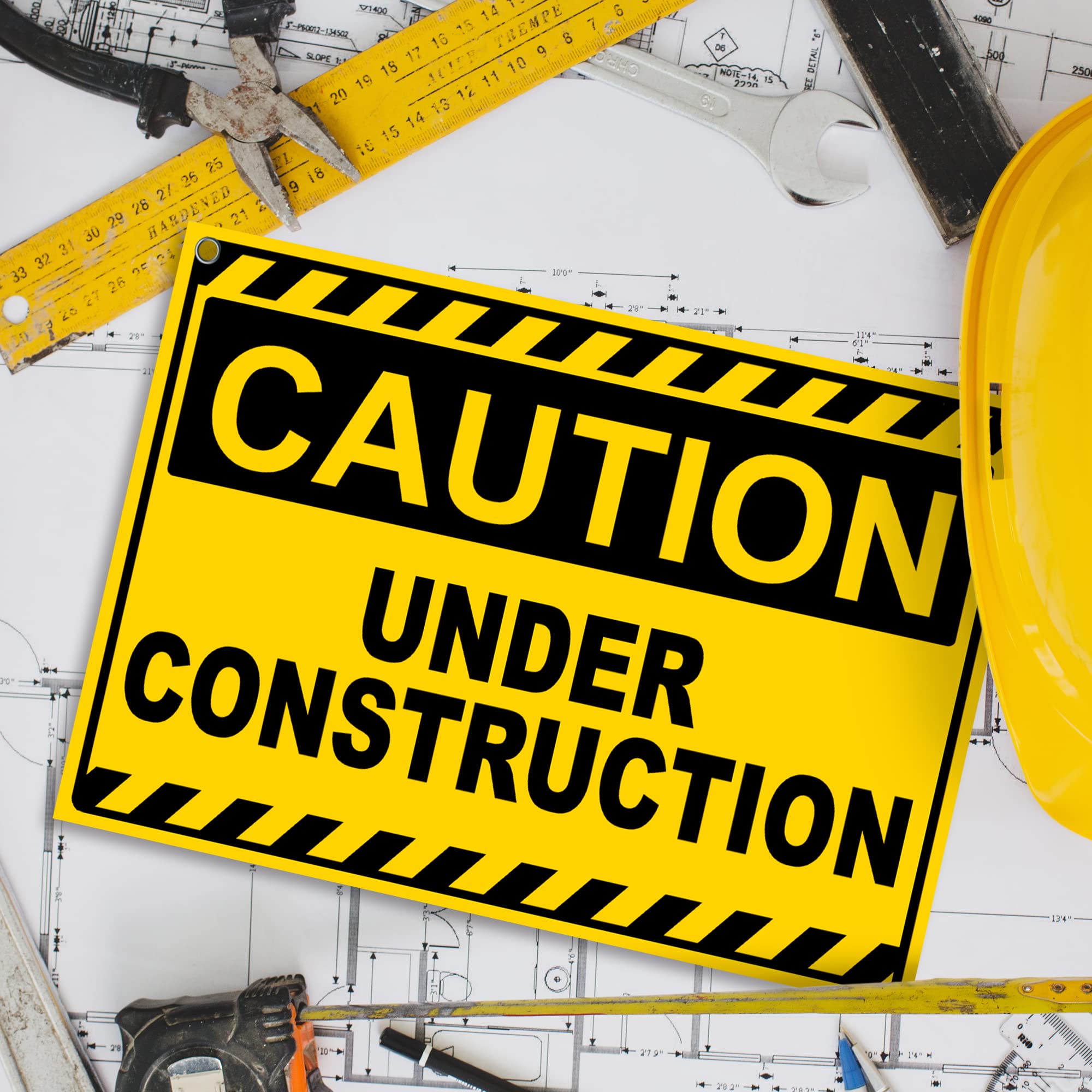 2 PC Under Construction Sign - 12 x 8 Coroplast Caution Area Under ...