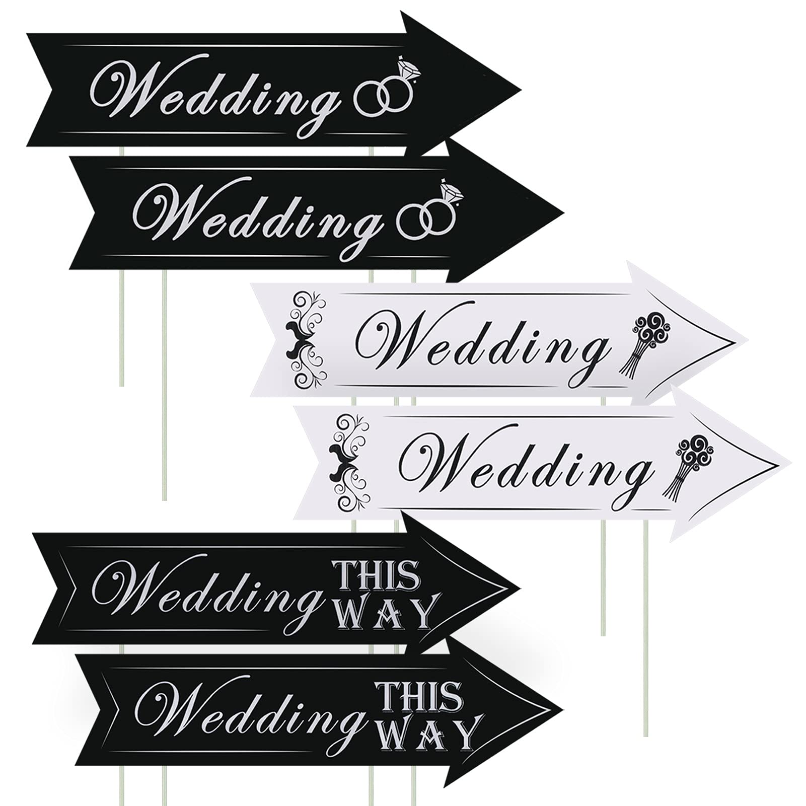 Set of 6 Wedding Directional Yard Signs with Stakes, Double-side ...