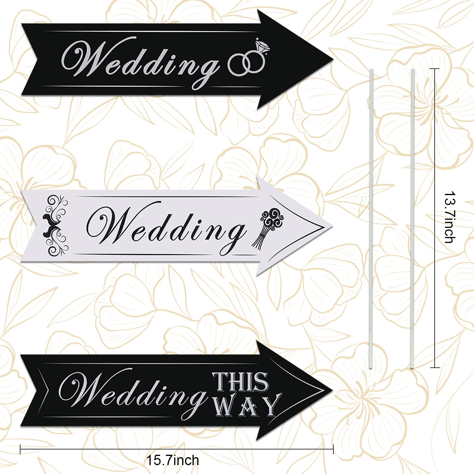 Set of 6 Wedding Directional Yard Signs with Stakes, Double-side ...