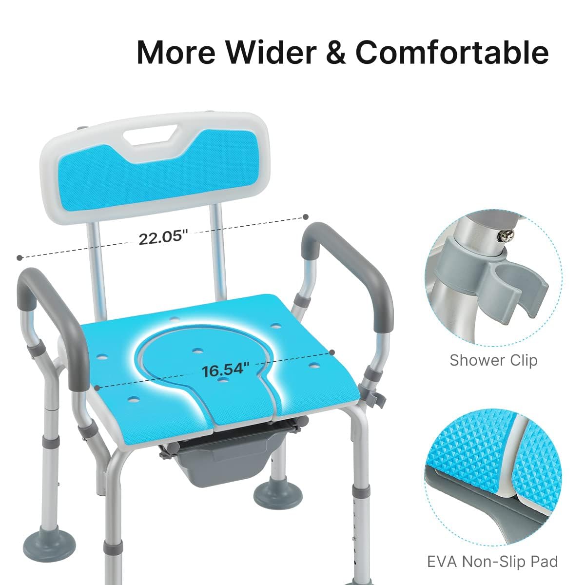 HEAO 4 in 1 Heavy Duty Bedside Commode with Arms and Back 400lbs ...