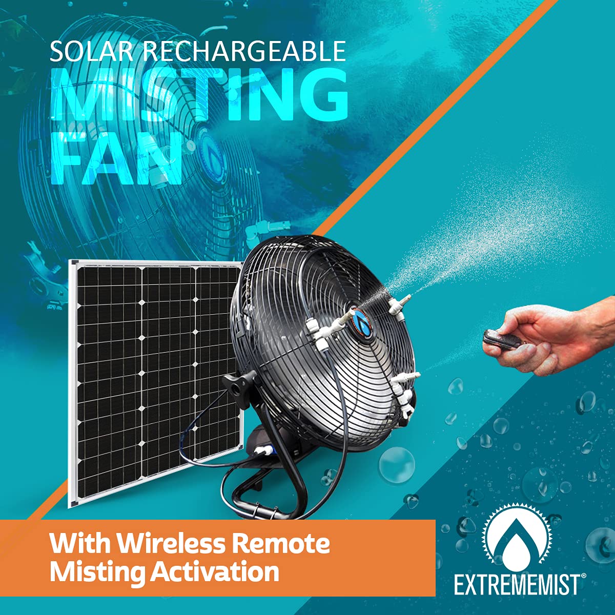 EXTREMEMIST 14” Misting Fan – 3 Mister Nozzles, 20W Solar Panel ...