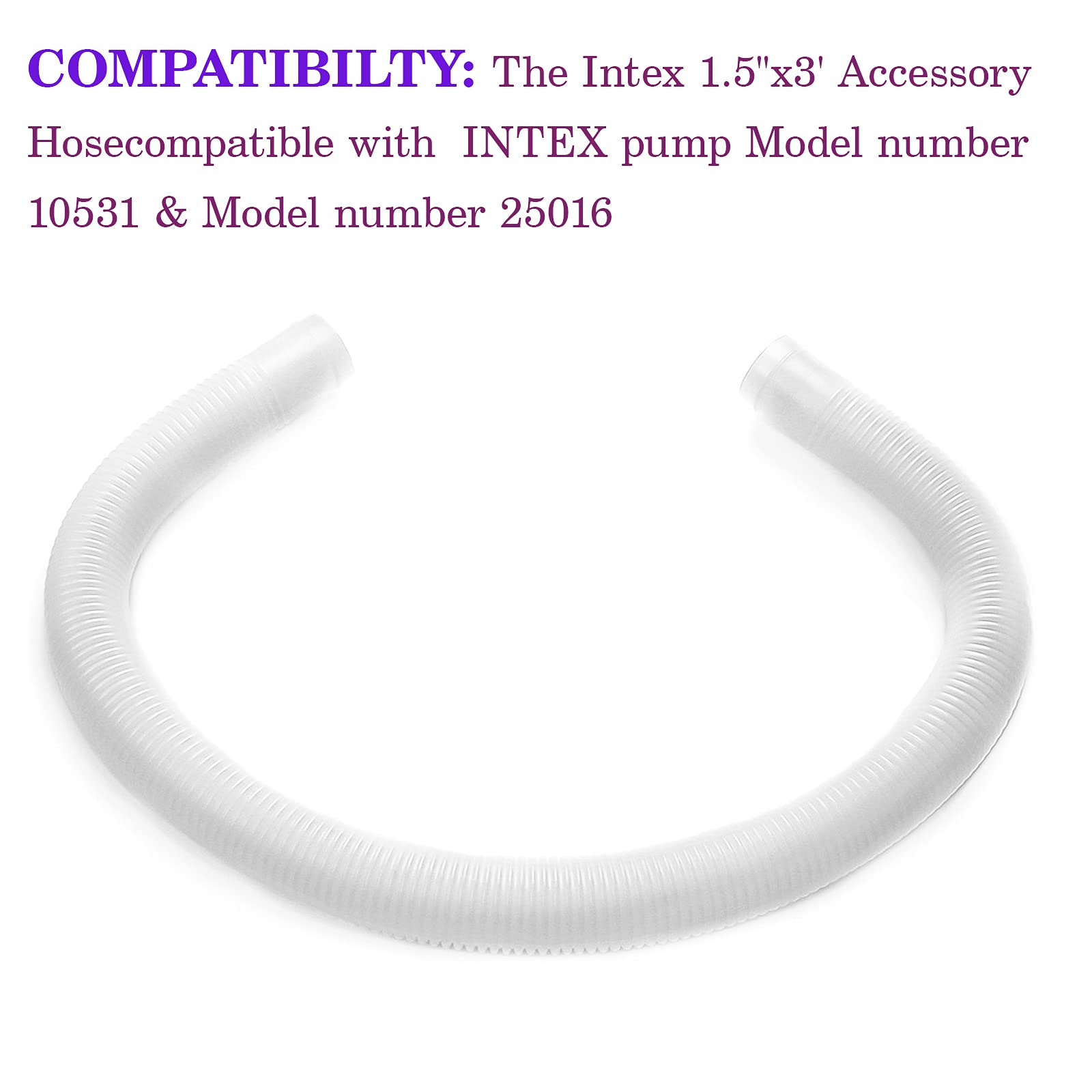 1.5" X 3ft Replacement Pool Skimmer Hose - Pool Hoses for Intex Above ...