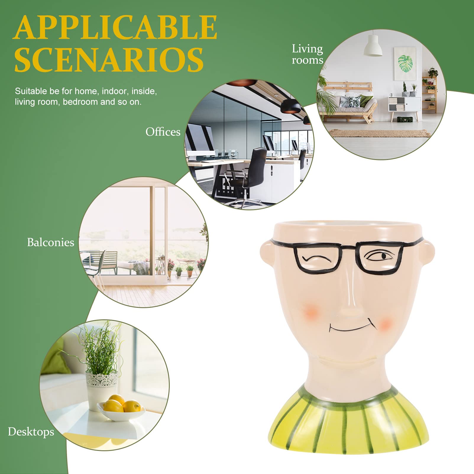 BESPORTBLE Vase Face Flower Pot Human Head Flowerpot Ceramic Head ...