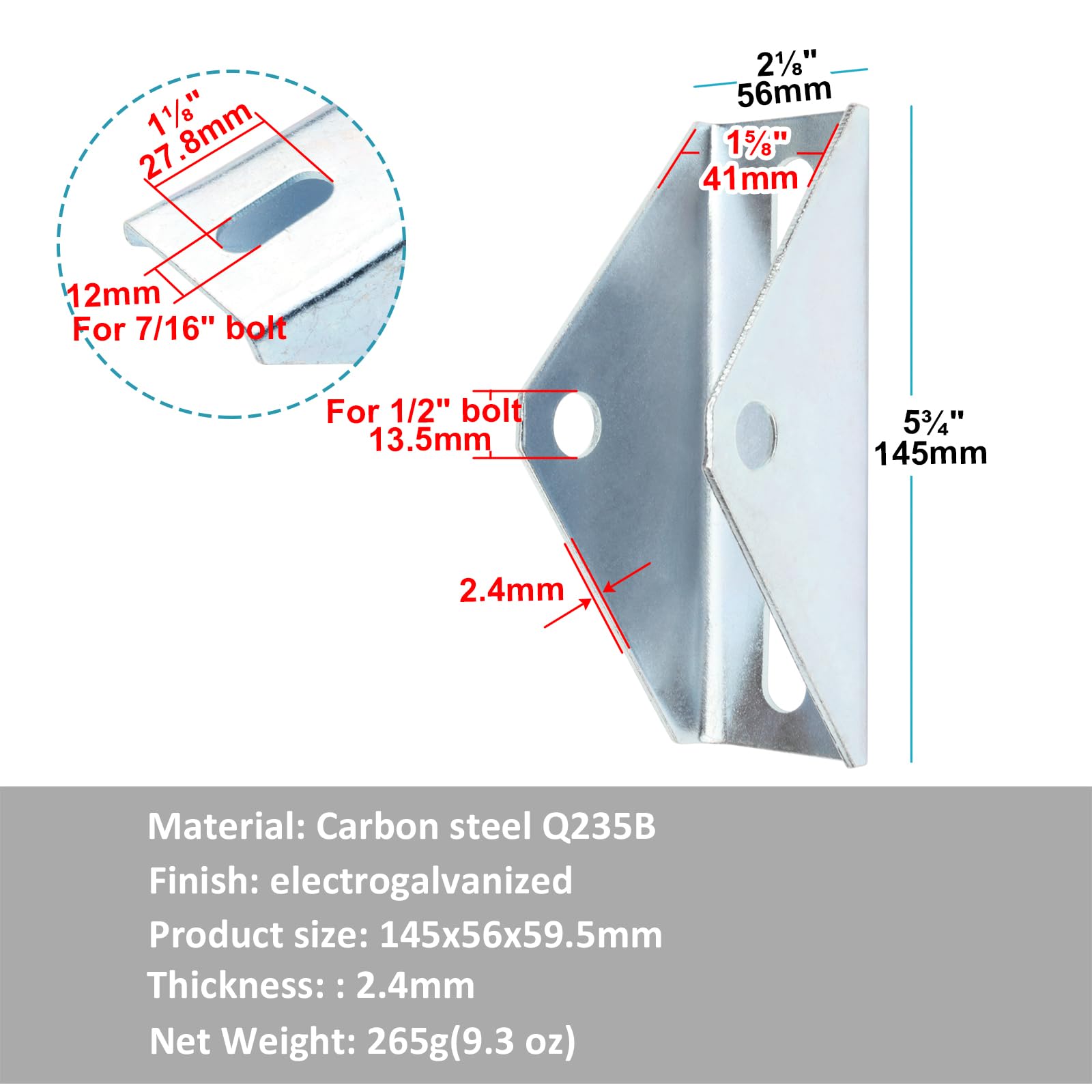 4Pcs Adjustable Solar Panel Tilt Mounting Brackets Fit 1/2" Bolt in 1-5 ...