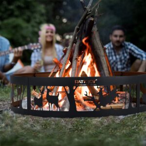 DORTALA 36’’ Metal Fire Pit Ring, Thick Metal Deer Fire Ring with Extra ...