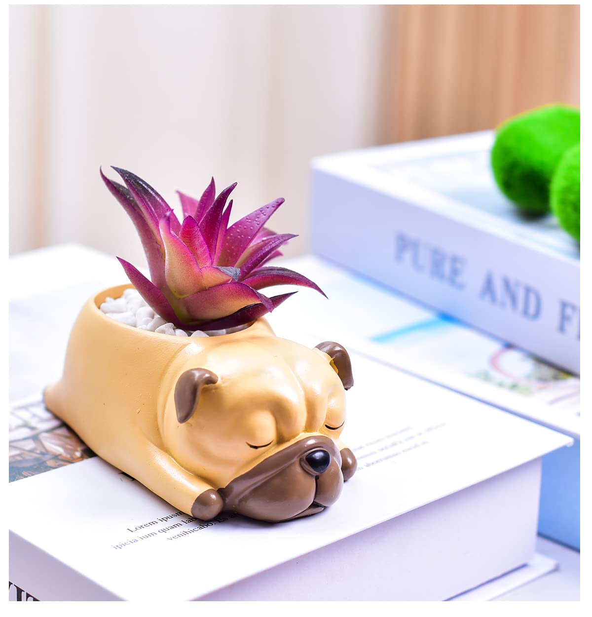 Cute Puppy Pug Flower Pot with Drainer Garden Flower Pot Resin ...