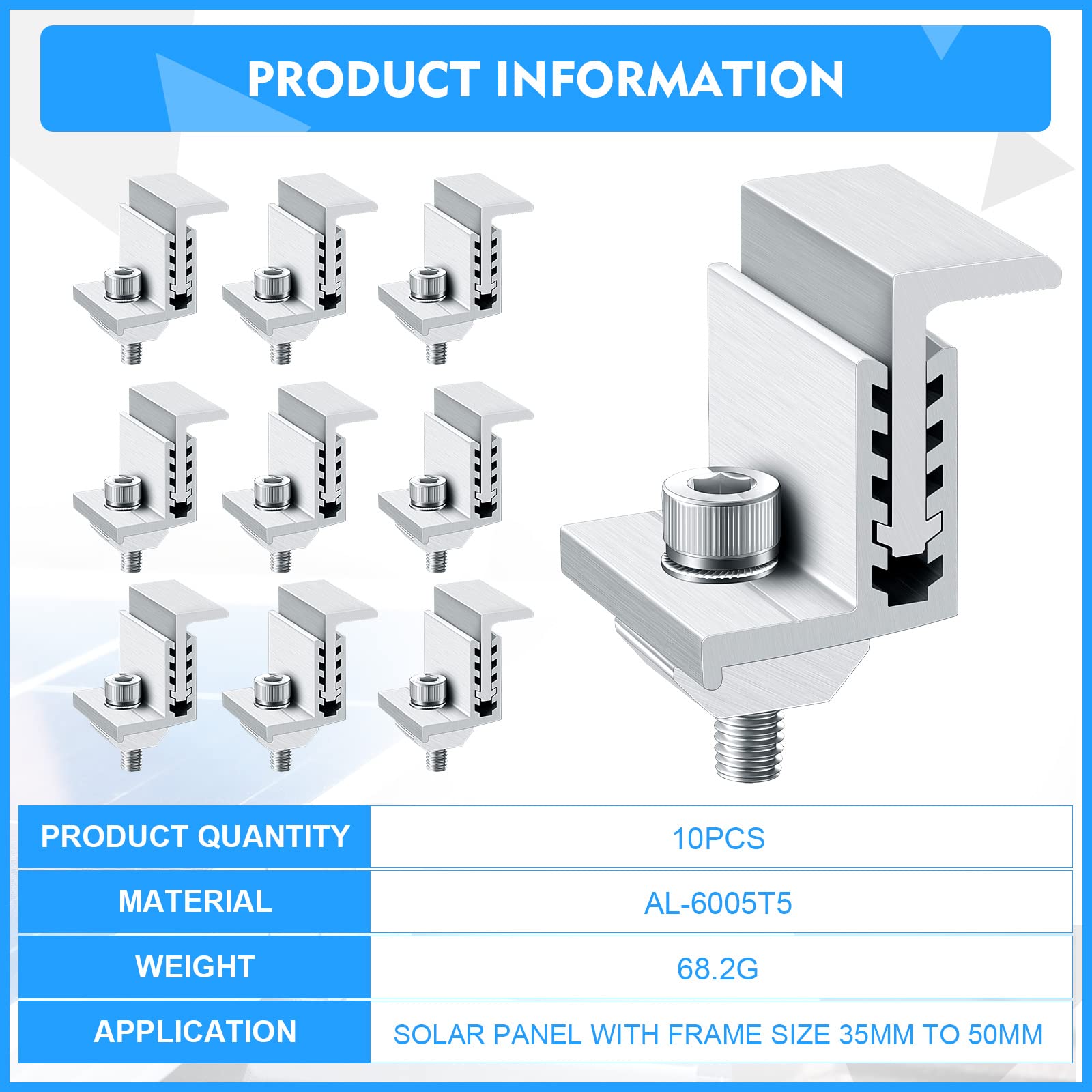Zhengmy Solar End Clamp Solar Panel Mounting Z Bracket Mid Clamps ...