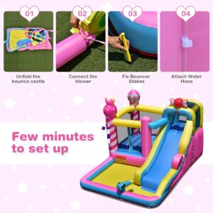 BOUNTECH Inflatable Water Slide, Candy Water Bounce House with ...