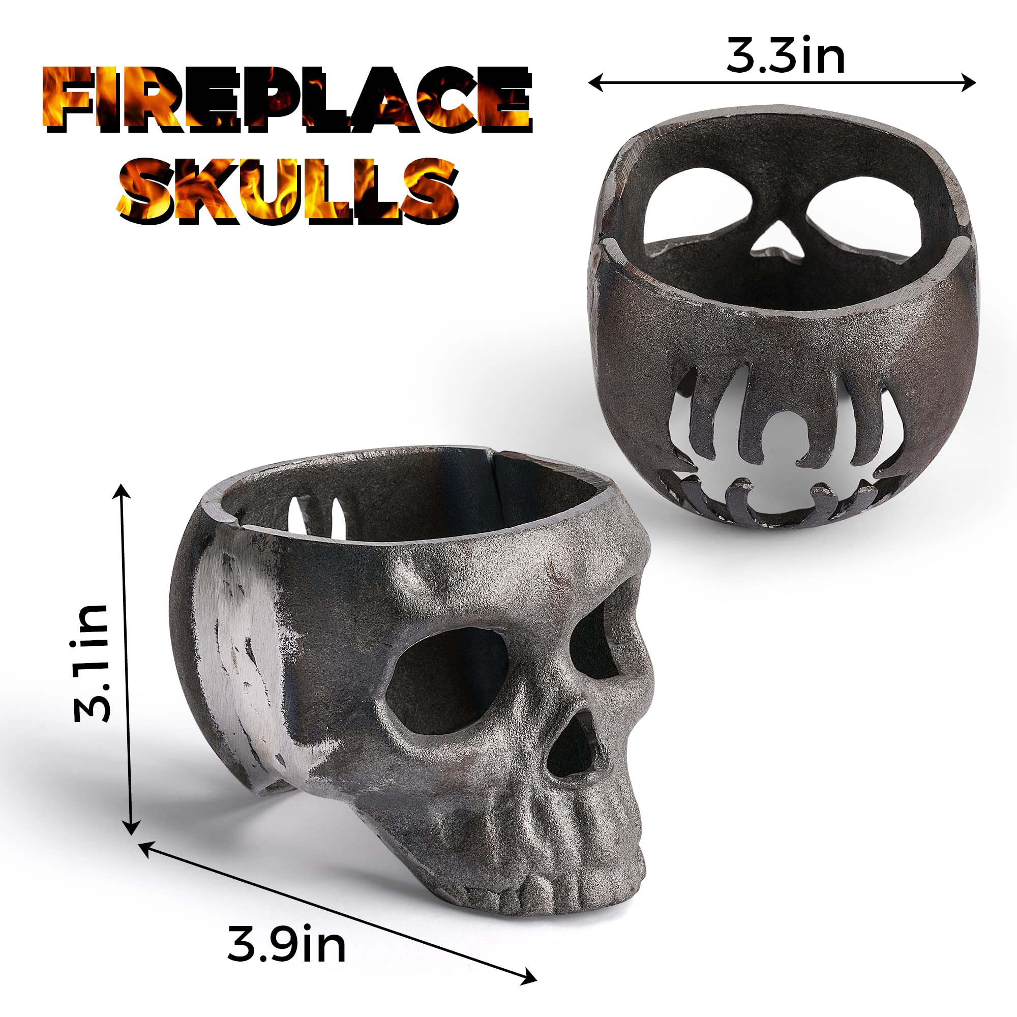 JTRF Metal Fireplace Decor Gothic Skulls for Firepit, Bonfire, Campfire ...