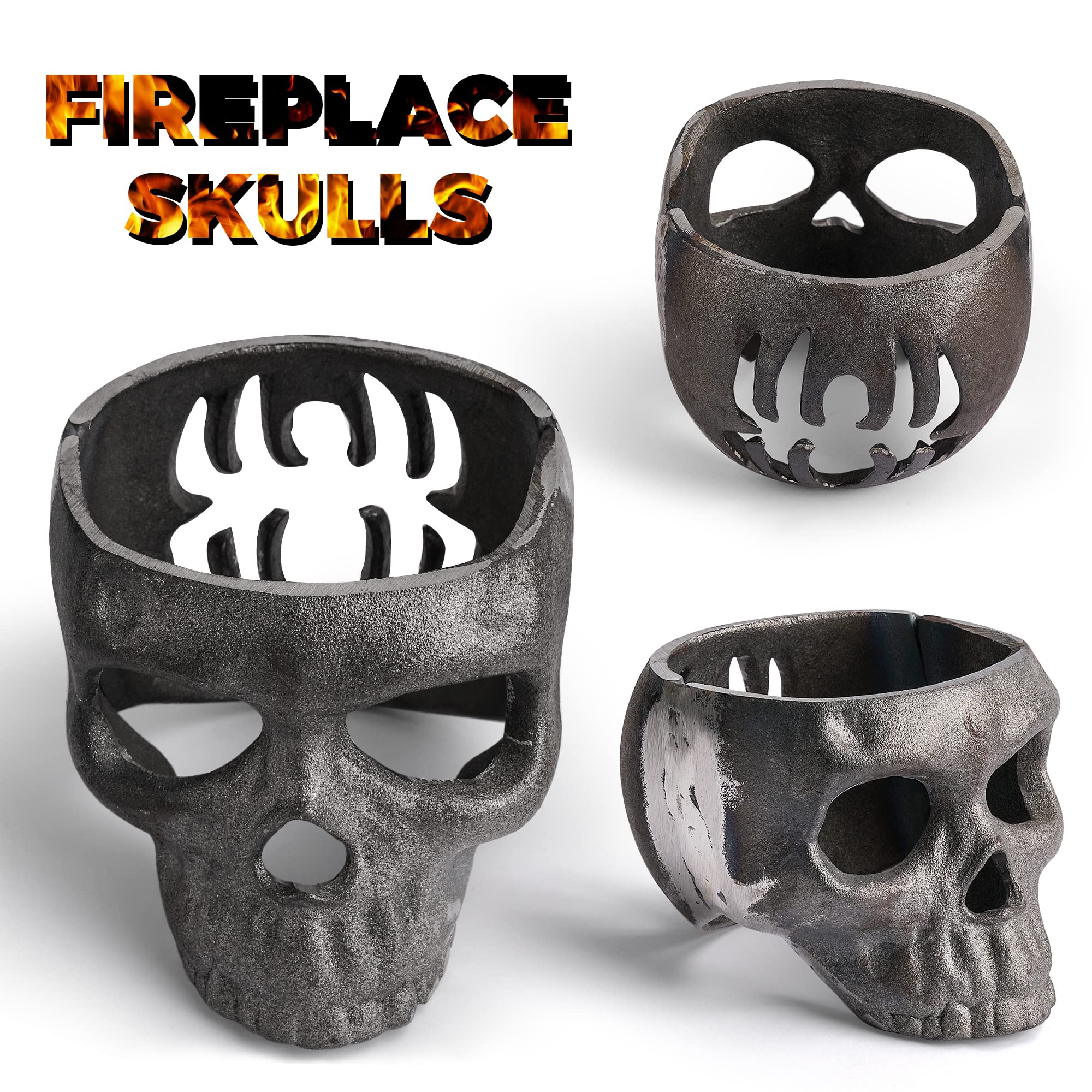 JTRF Metal Fireplace Decor Gothic Skulls for Firepit, Bonfire, Campfire ...