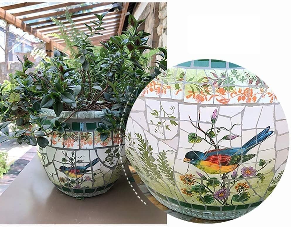 UimimiU Outdoor Large Flower Pot Villa Garden Ceramic Mosaic Decoration ...