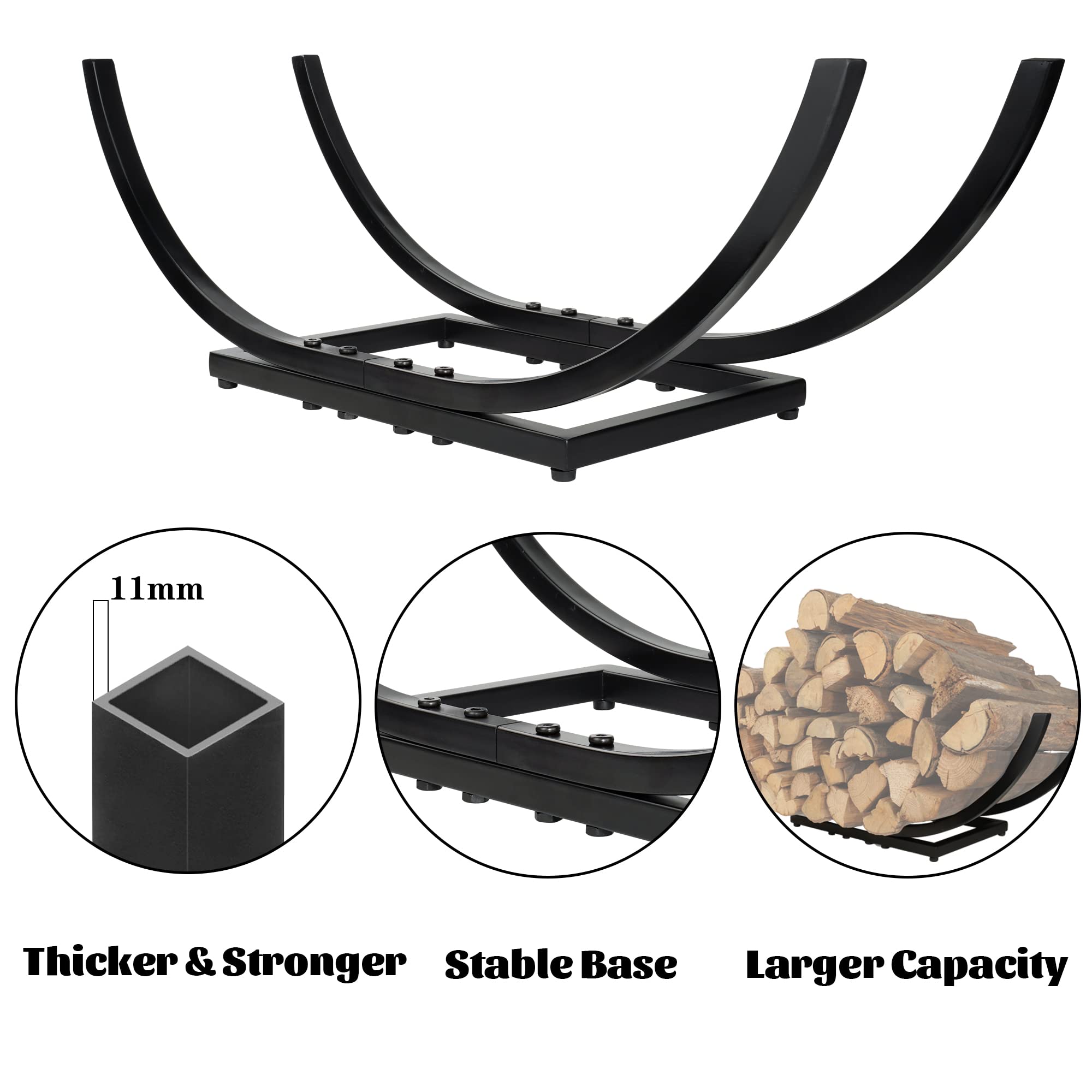 Curved Firewood Rack Holder: Heavy Duty Firewood Holder Indoor Outdoor ...