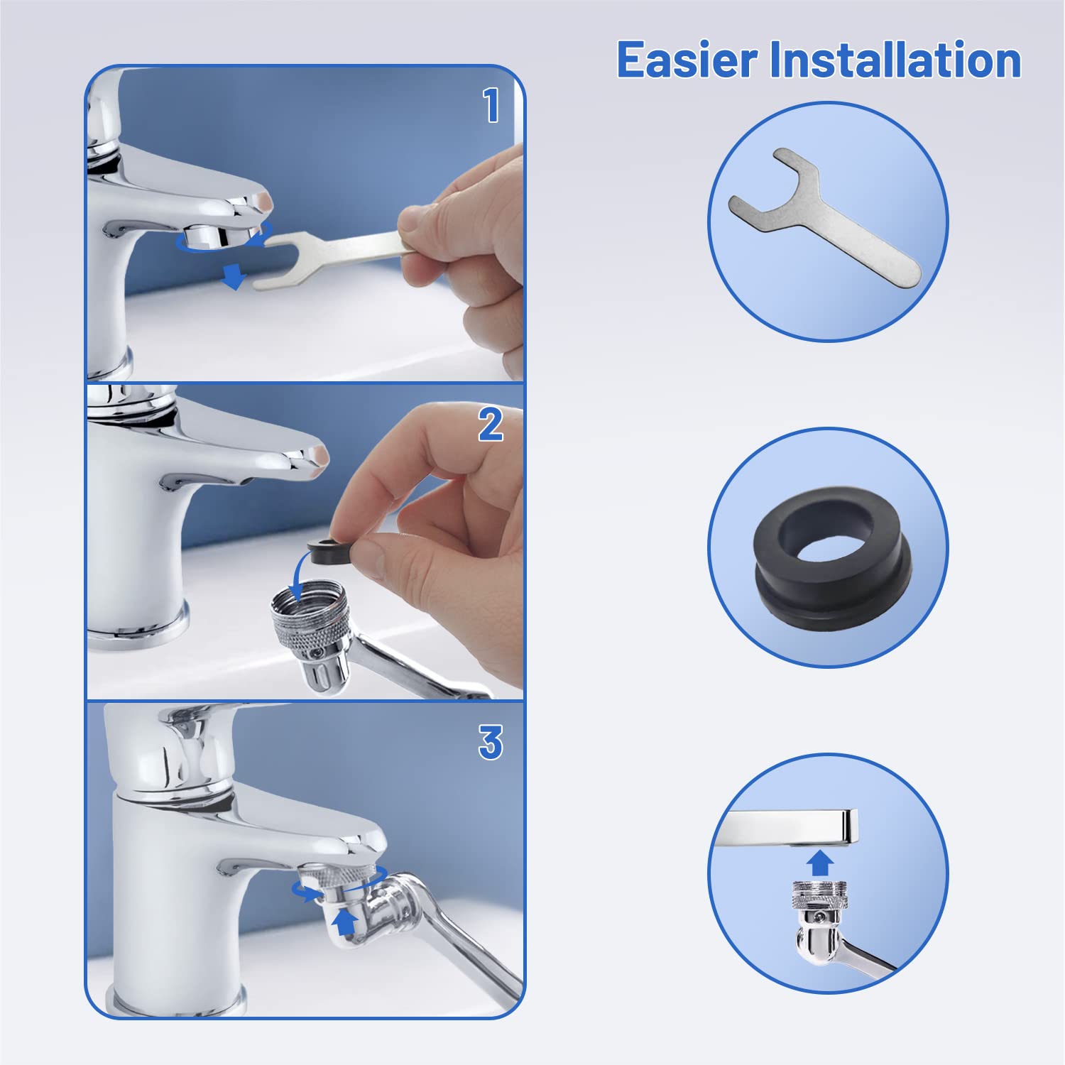 1080° Rotating Faucet Extender Aerator, MISS FIRE Multifunctional ...