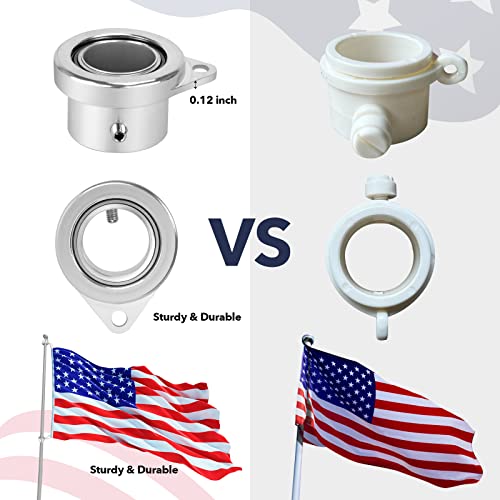 FLAG WIN Aluminum Alloy Flagpole Ring Set with Bearings 2 Pack, Anti ...