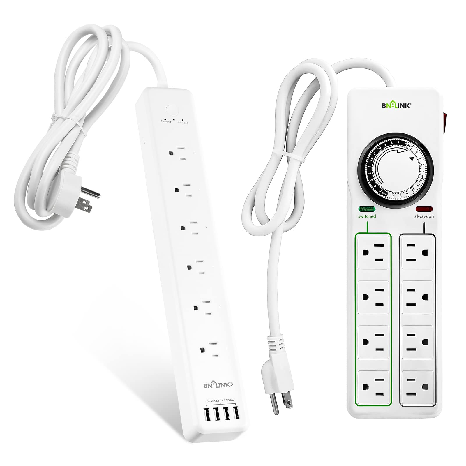 BN-LINK 8 Outlet Surge Protector with Mechanical Timer (4 Outlets Timed ...