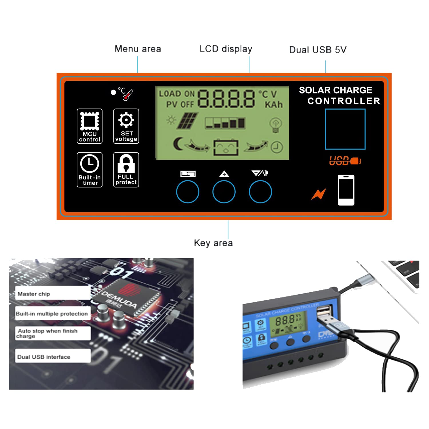 60A Solar Charge Controller,Solar Panel Charge Controller 12V 24V ...