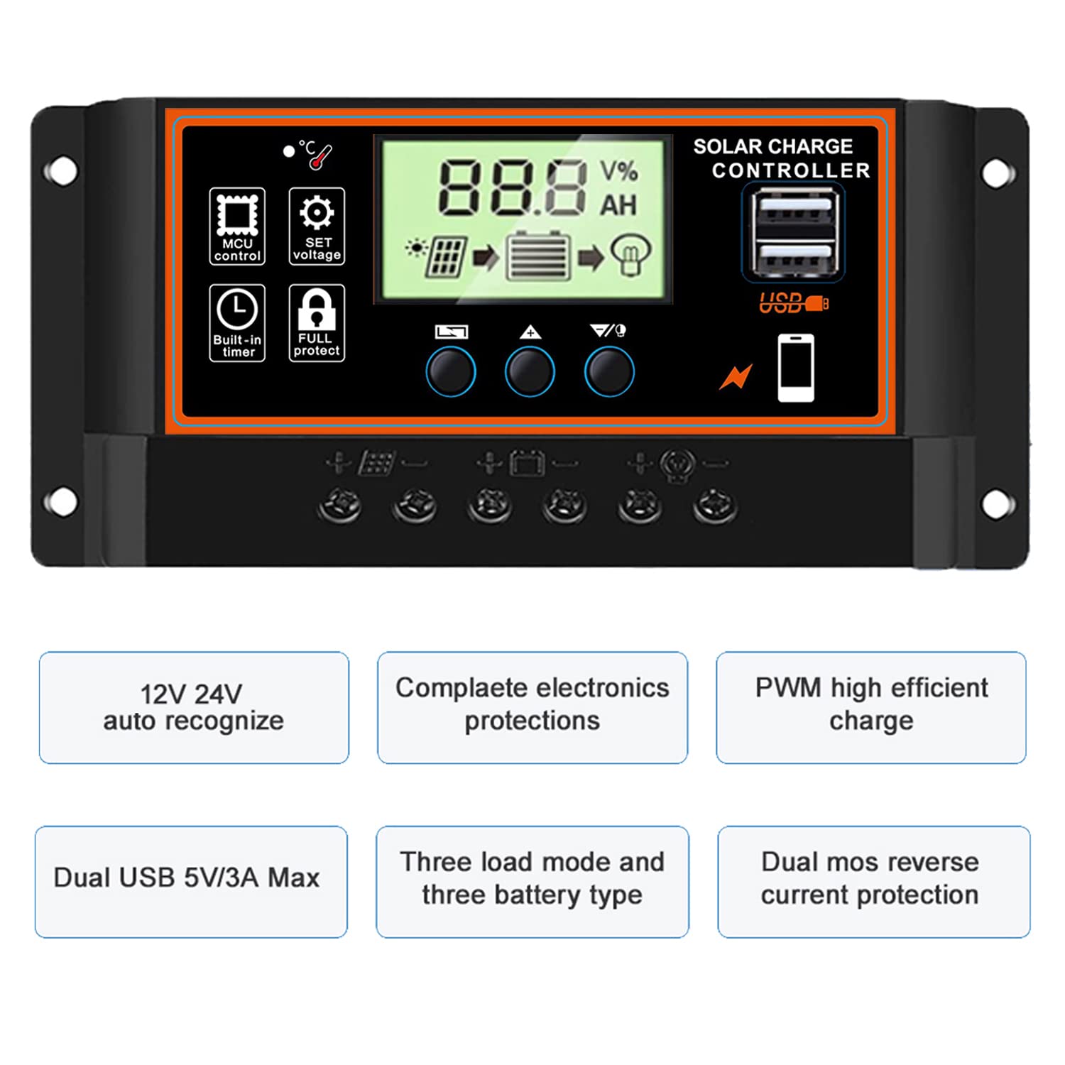 60A Solar Charge Controller,Solar Panel Charge Controller 12V 24V ...