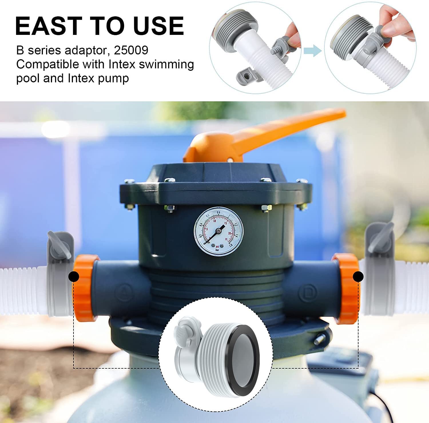 ECOPOOLTECH Hose Adapter 1.25" to 1.5" Type B Hose Adapters for Intex ...