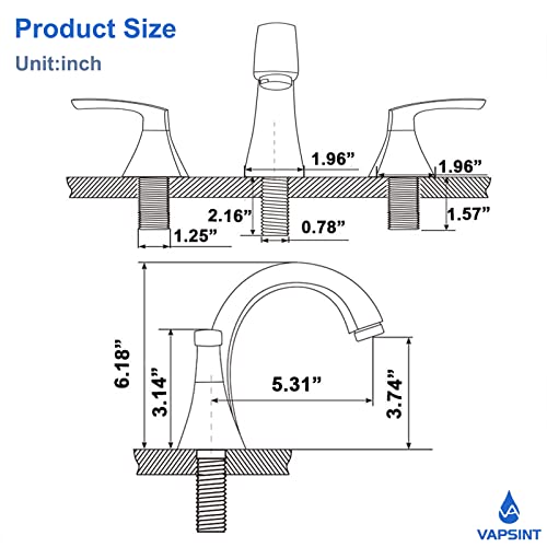 VAPSINT Two Handle Widespread Bathroom Faucet Black,3 Hole 8 inch Matte ...