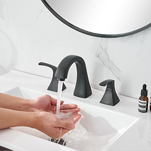 VAPSINT Two Handle Widespread Bathroom Faucet Black,3 Hole 8 inch Matte ...