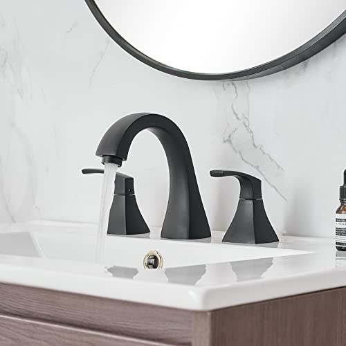 VAPSINT Two Handle Widespread Bathroom Faucet Black,3 Hole 8 inch Matte ...