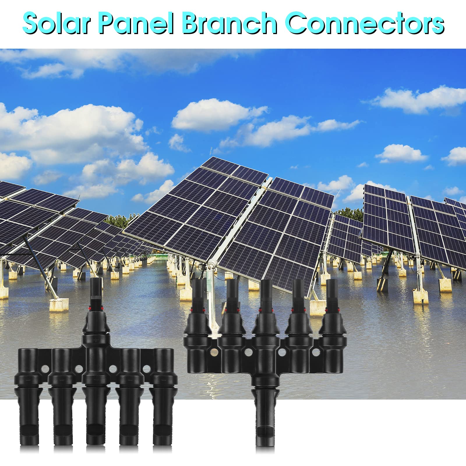 PAEKQ Solar Panel Connectors T Branch Connectors Cable Splitter Coupler ...