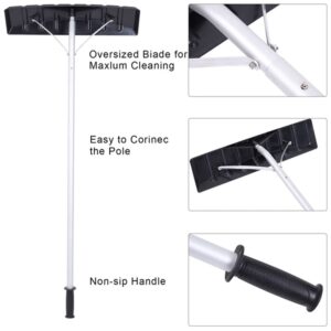 5-20FT Extendable Aluminum Snow Roof Rake Lightweight Snow Removal Tool ...