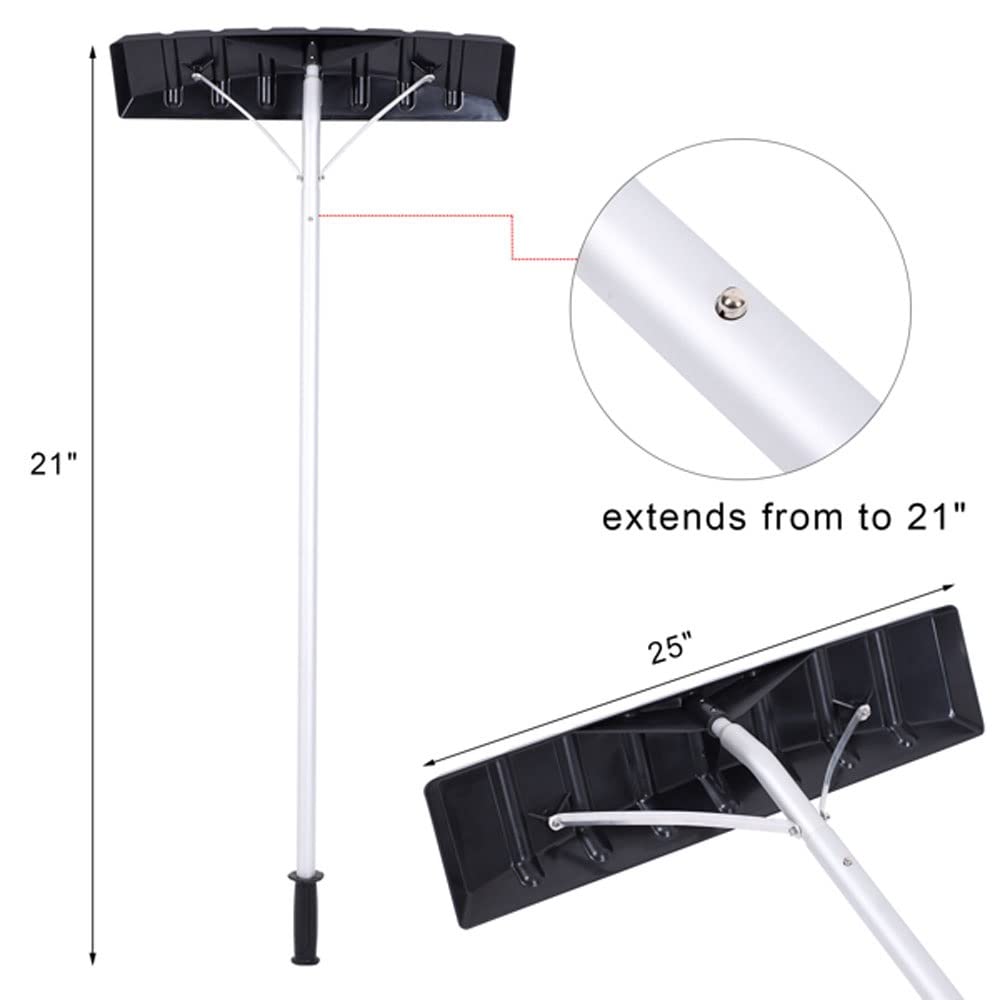 5-20FT Extendable Aluminum Snow Roof Rake Lightweight Snow Removal Tool ...