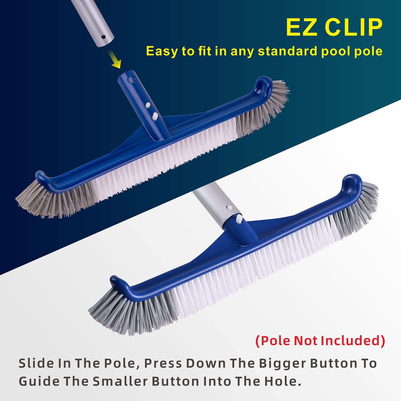 POOLAZA Pool Brush, 17.5" Pool Brushes for Cleaning Pool Walls, Premium ...